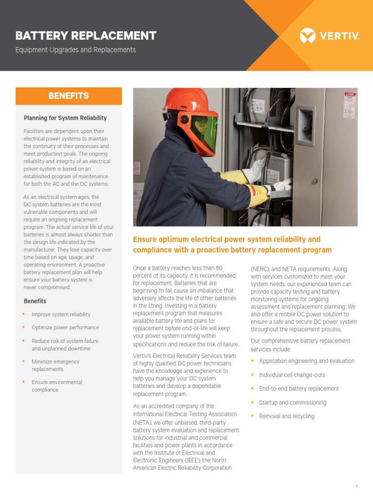 Vertiv BatteryReplacement DS EN NA PM 02 208 | PDF | Reliability ...