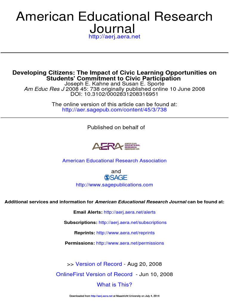 Developing Citizens The Impact of Civic Learning Opportunities On ...