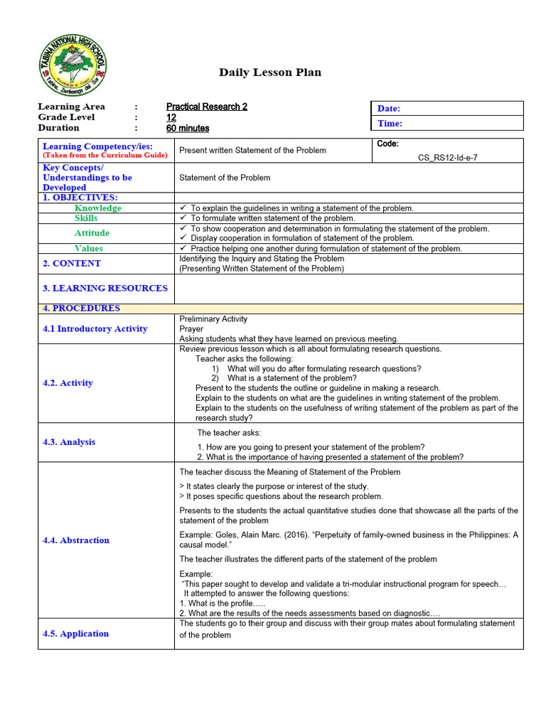 dLp PR2 - 9 | PDF | Teachers | Lesson Plan