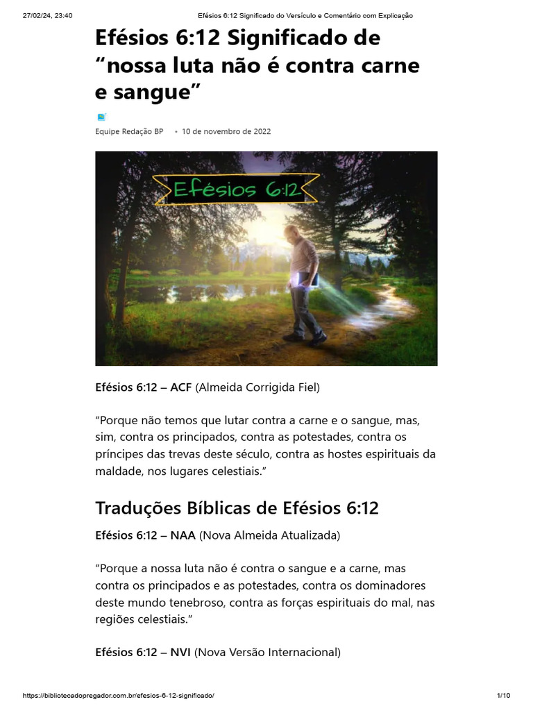 Efésios 6_12 Significado do Versículo e Comentário com Explicação | PDF ...