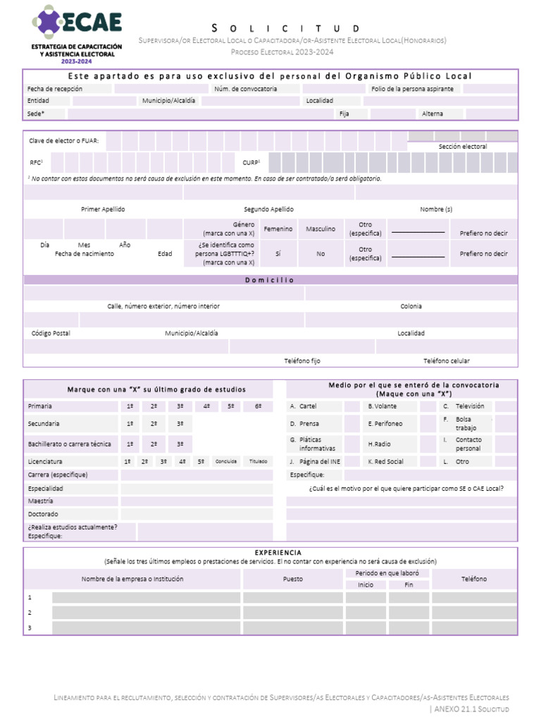 21.1_Anexo 21.1 Solicitud Local | PDF