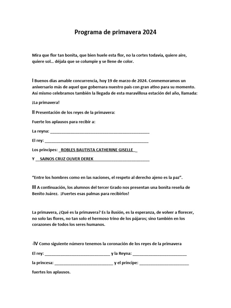 Programa de Primavera 2024 | PDF