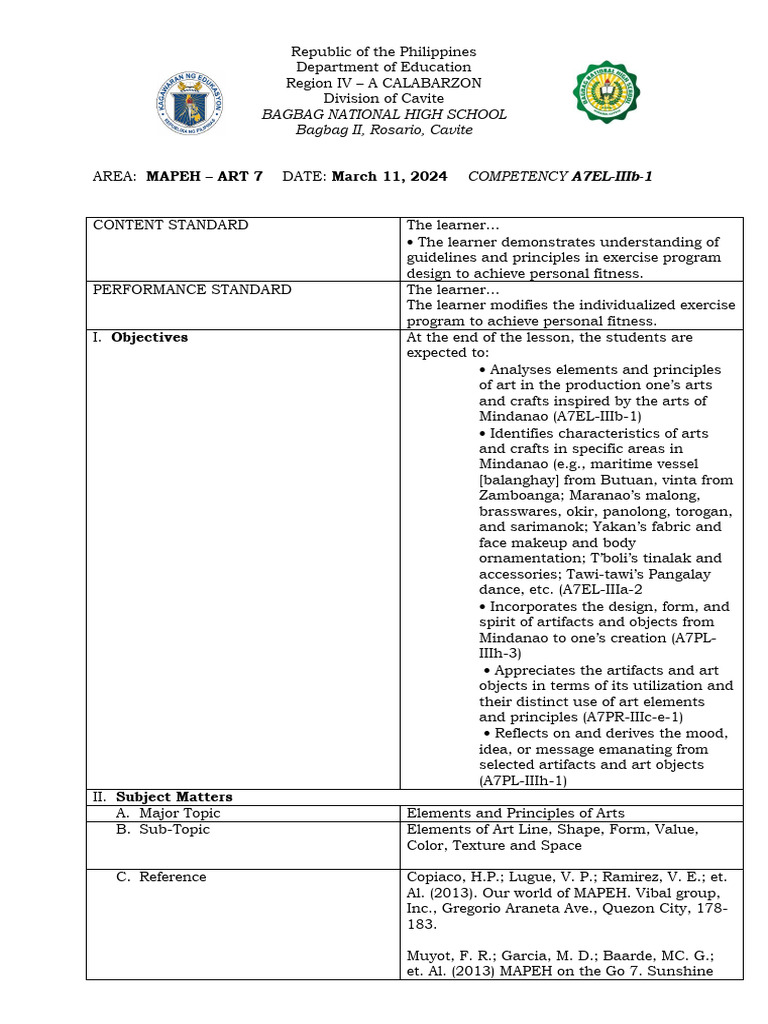 Detailed Lesson Plan in Music Grade 7 Q4 L1 | Download Free PDF ...