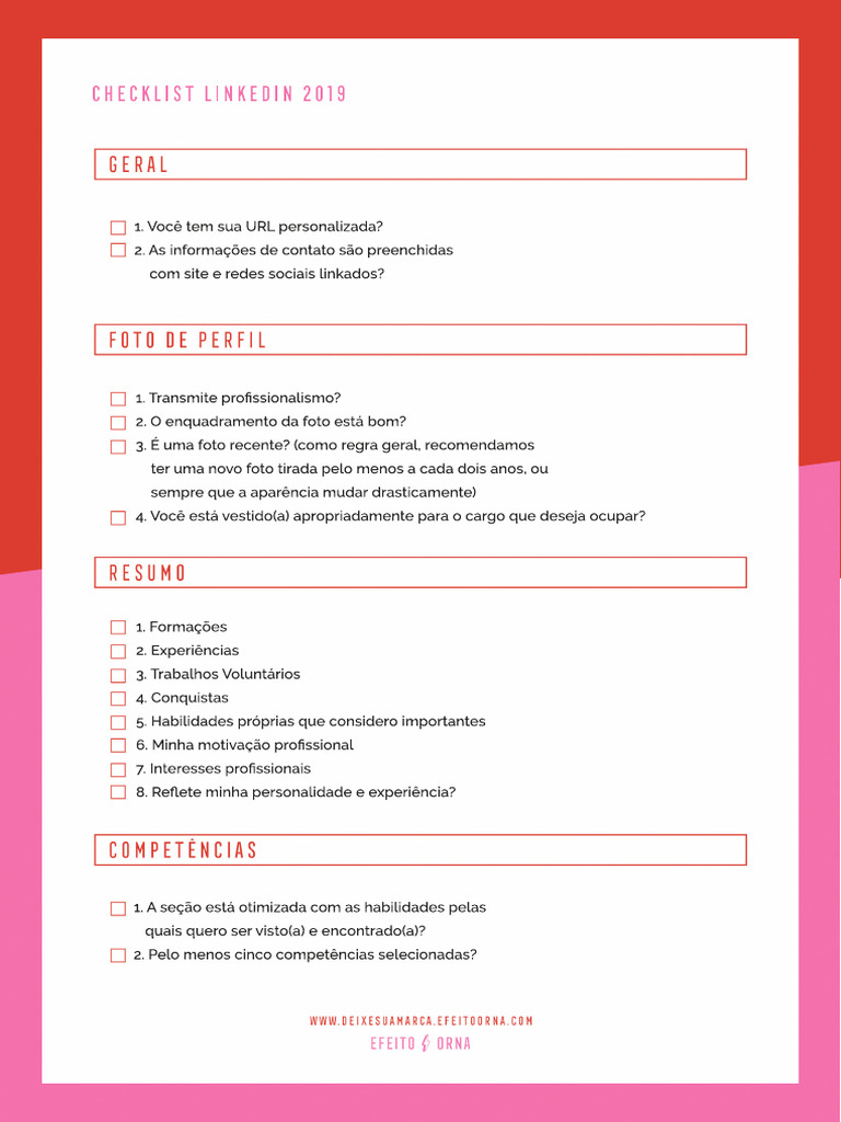 Checklist Linked in 2019 | PDF