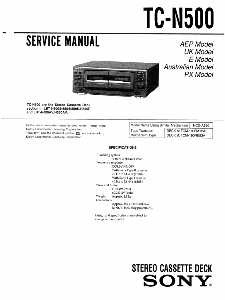 Sony tc-n500 SM | PDF