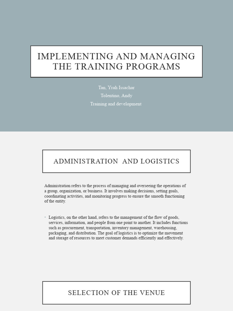 Implementing and Managing The Training ProgramTanTolentino BSBAHRM3 | PDF | Educational ...