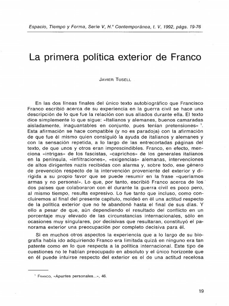 La Primera Politica Exterior de Franco | PDF | Francisco franco ...