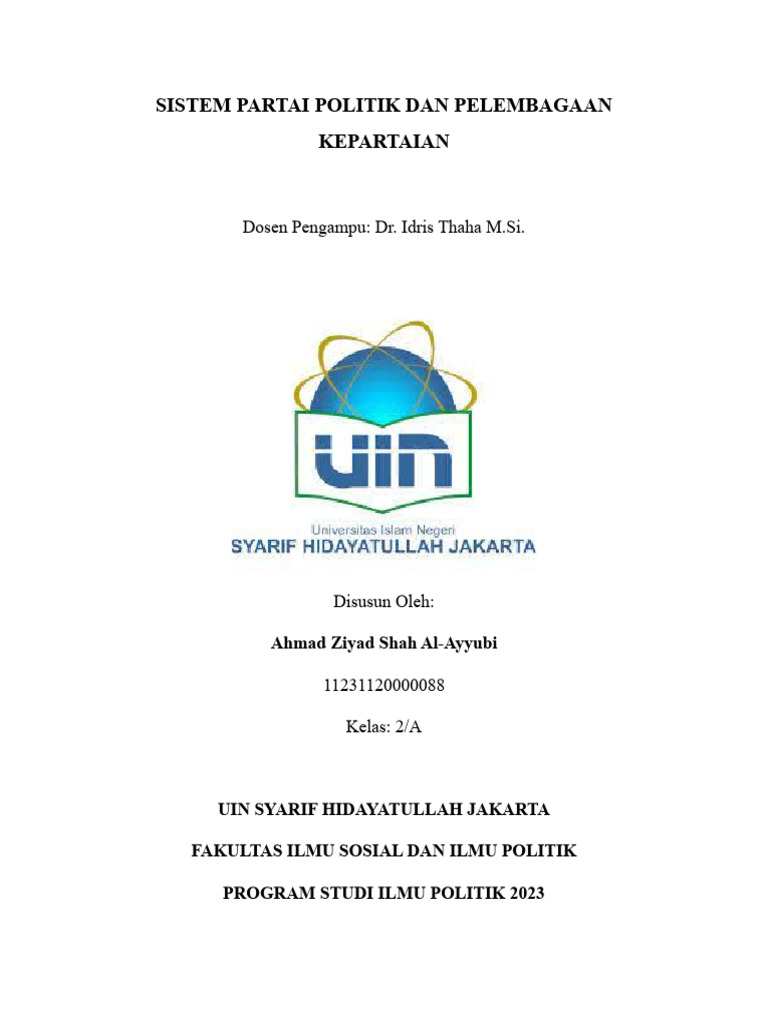 Ahmad Ziyad - Sistem Partai | PDF | Politik