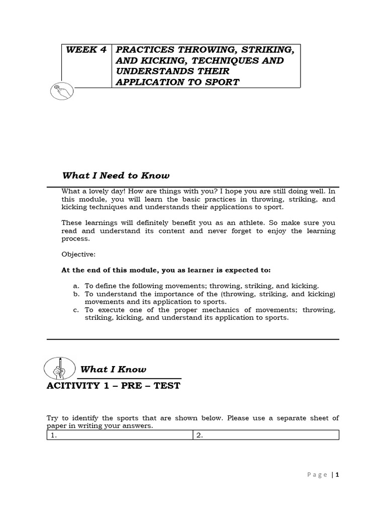 Week 4 Module Grade 9 | PDF | Individual Sports