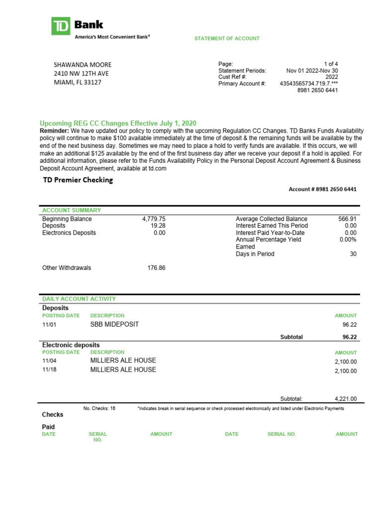 November 2022 Account Statement Summary | PDF | Deposit Account | Debit ...
