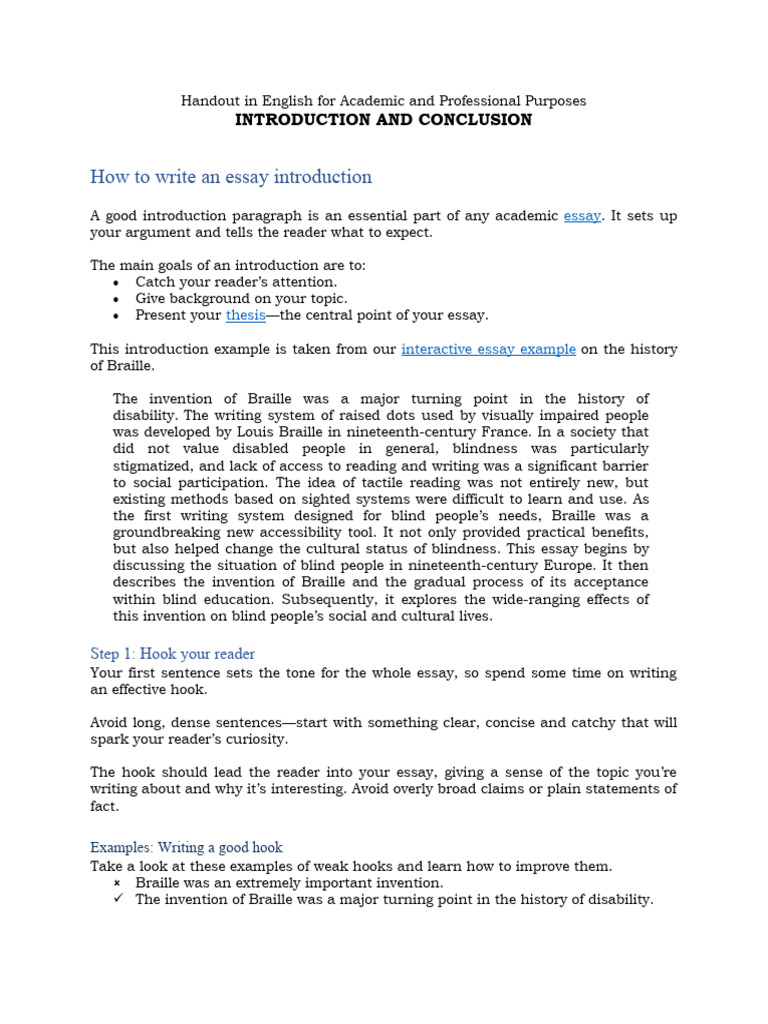 Handout in English For Academic and Professional Purposes | PDF ...