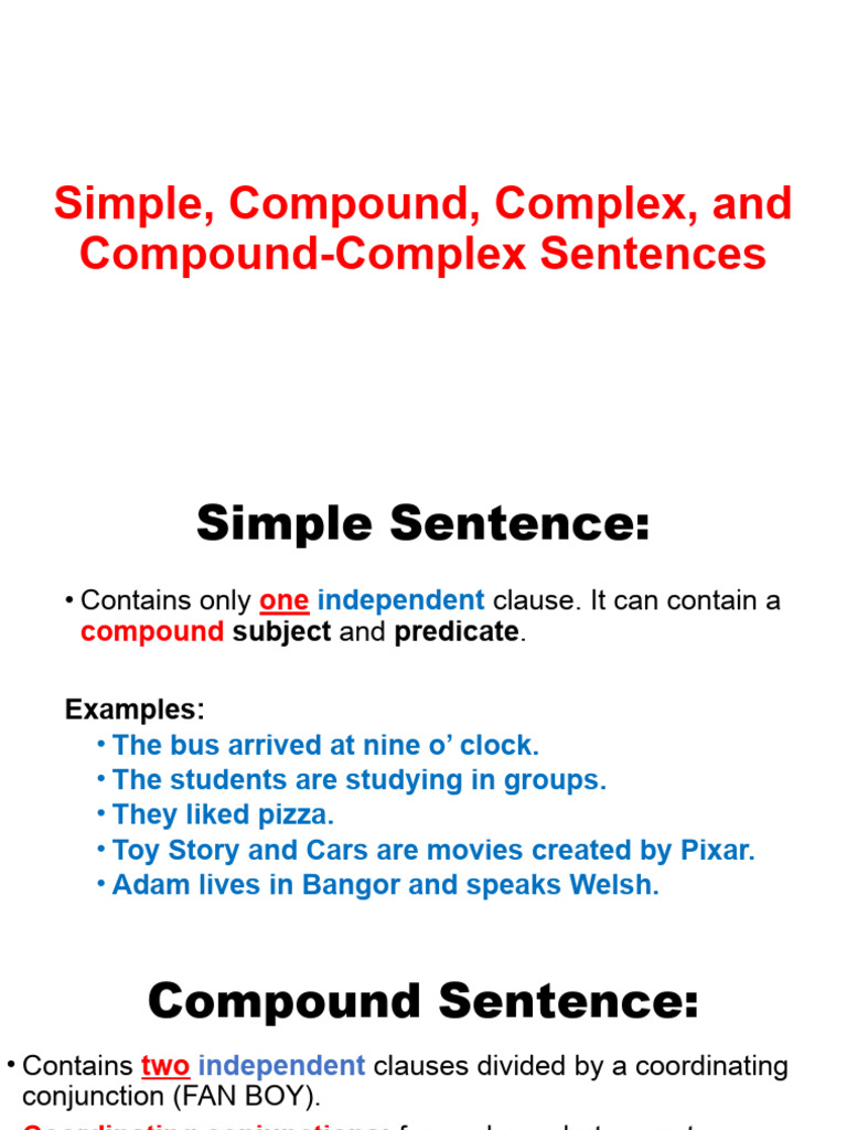 Simple, Compound, Complex, and Compound | Download Free PDF | Syntax ...