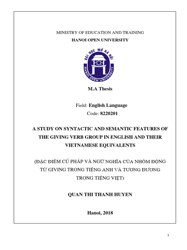 [GIVING] a Study on Syntactic and Semantic Features of the Giving Verb Group in English and ...