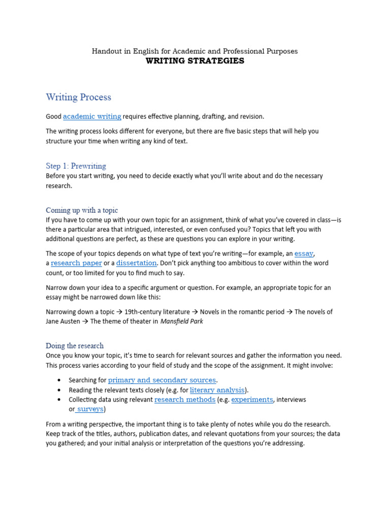 Handout in English for Academic and Professional Purposes4 | PDF | Essays | Proofreading