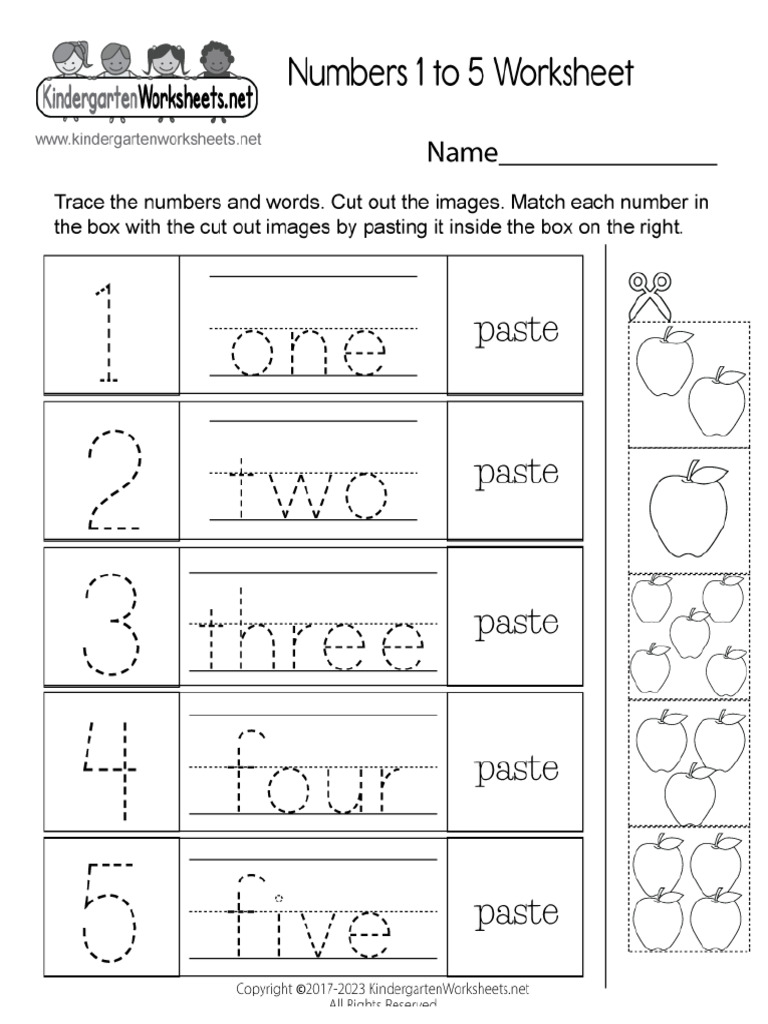 Free Printable Numbers 1 To 5 Worksheet | PDF
