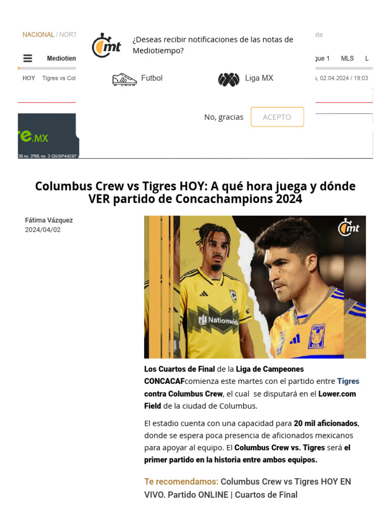 Tigres Vs Columbus Crew A Qué Hora y Dónde Ver Partido Concachampions ...