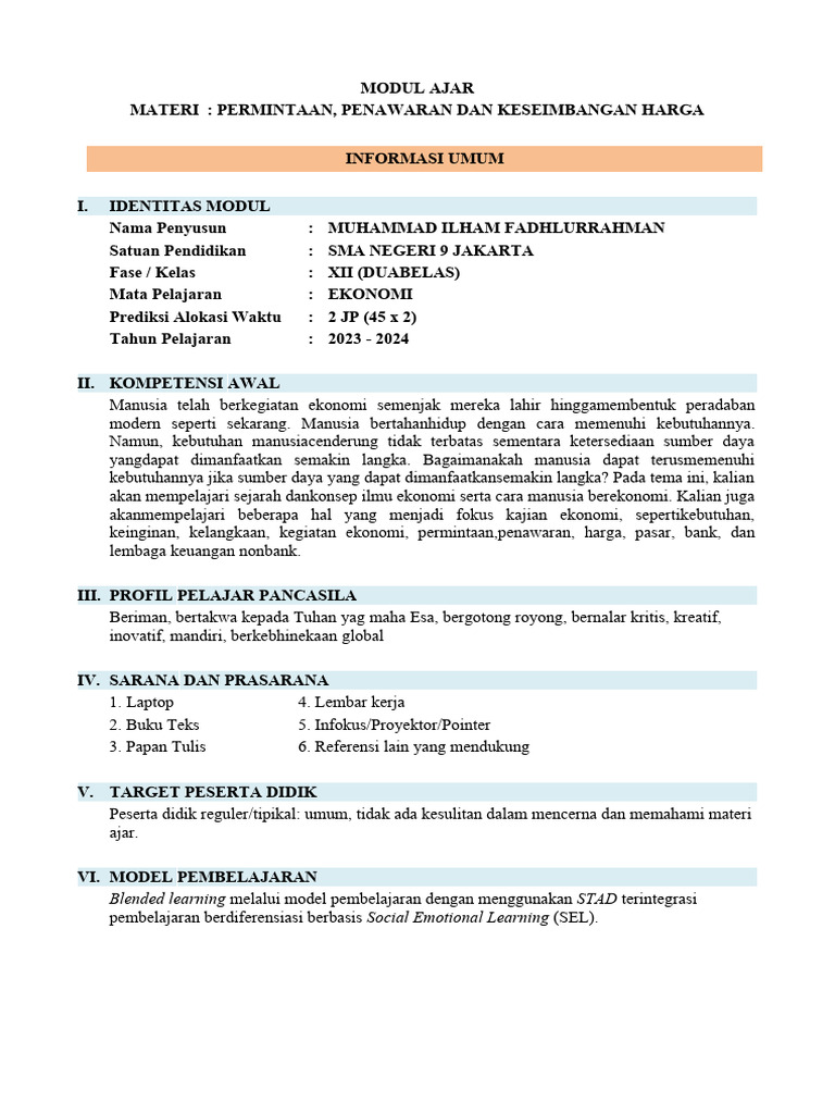 Nuryato - Modul Ajar - Ekonomi - Kelas X | PDF