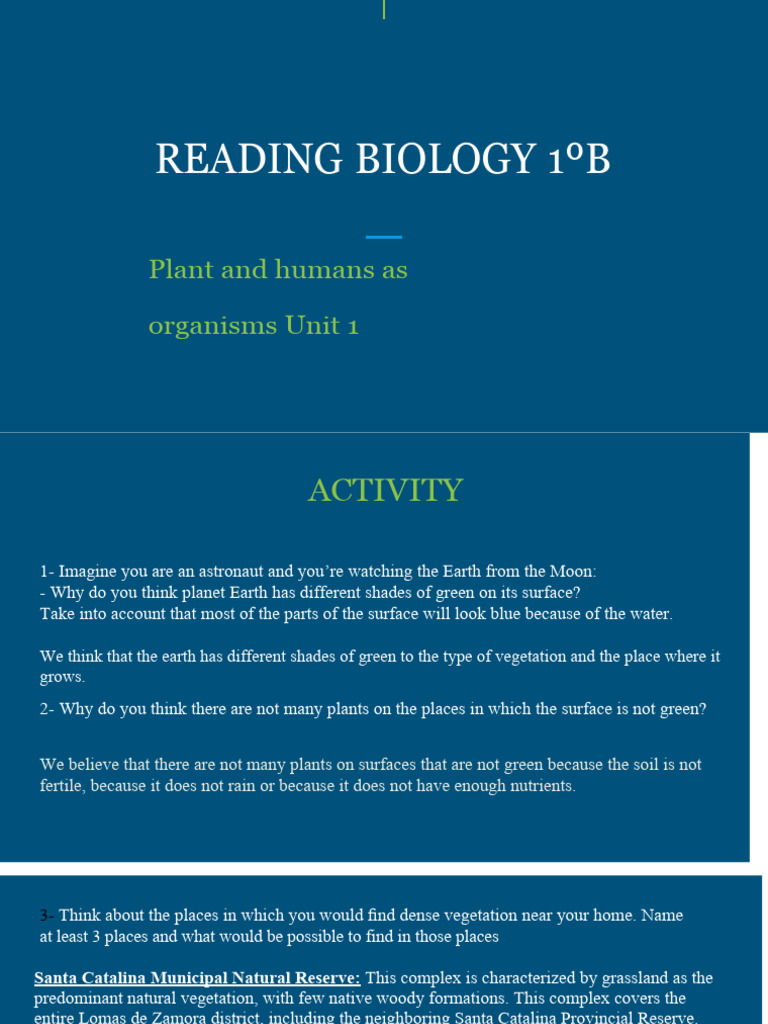 UNIT 1.1 Plant Organs - Activity | PDF | Vegetation | Forests
