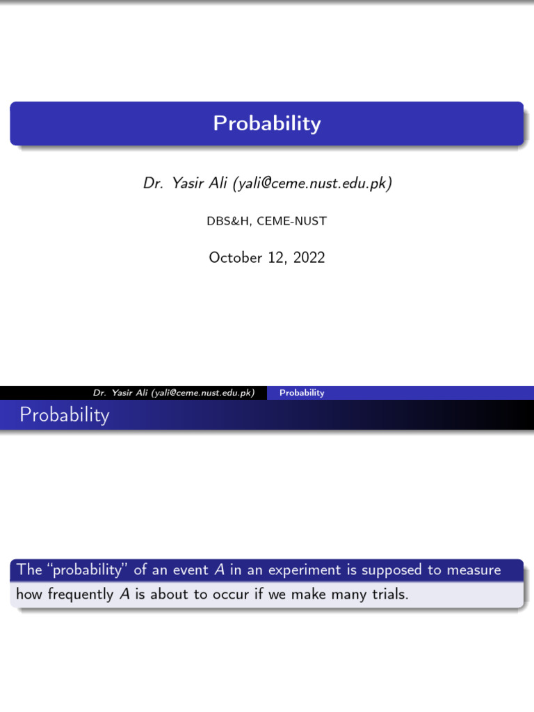 361L-Prob | PDF | Probability | Experiment