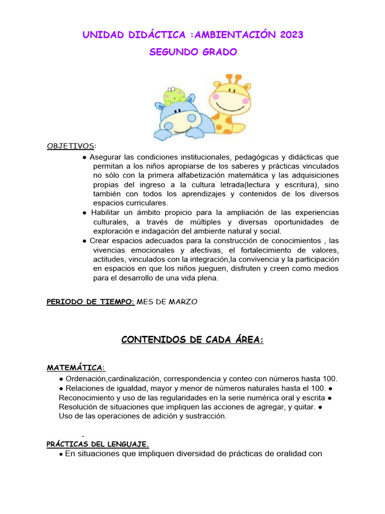 Ambientacion 2022 Segundo Grado Pdf Escuelas