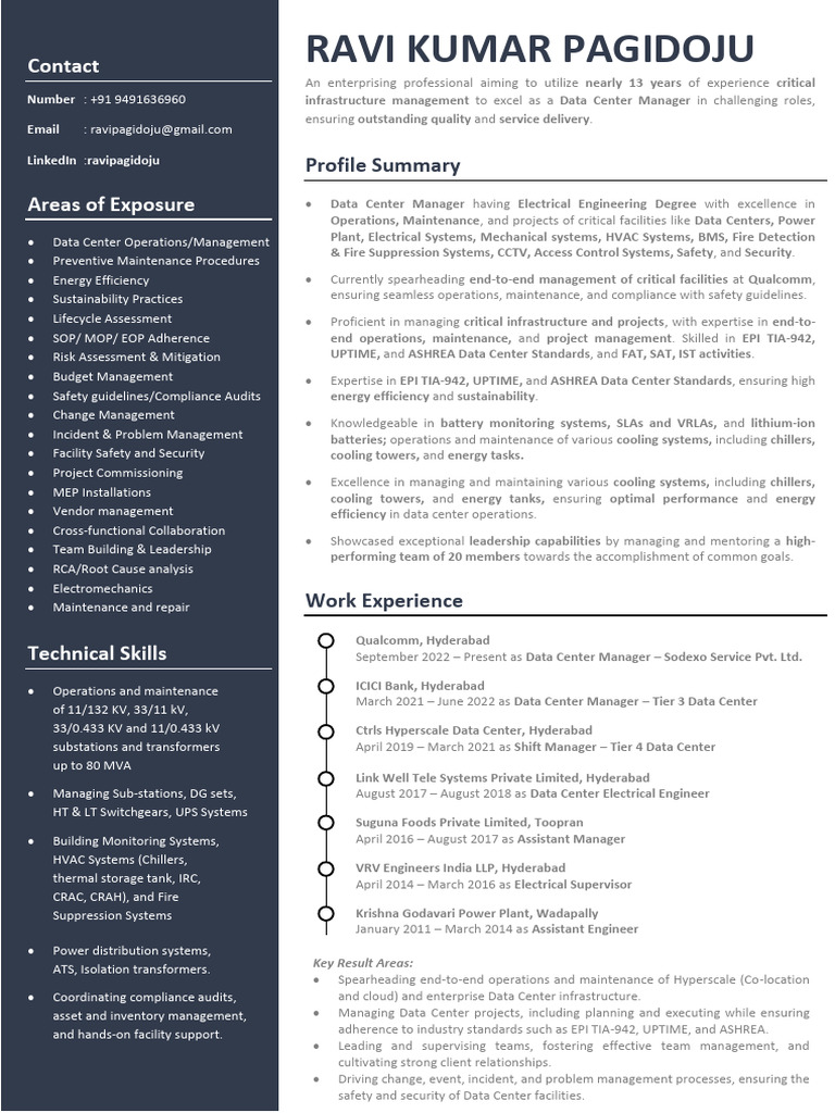Ravi Latest | PDF | Data Center | Reliability Engineering