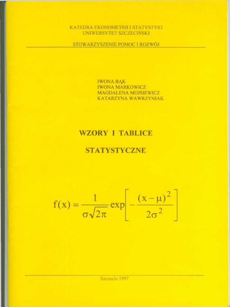 Wzory I Tablice Statystyczne | PDF