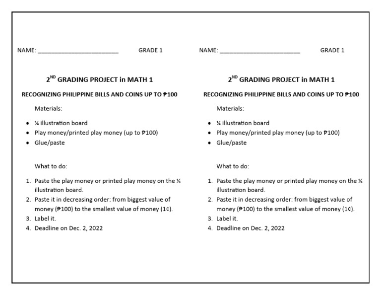 2ND GRADING PROJECT in MATH 1 | PDF | Foreign Language Studies | Art