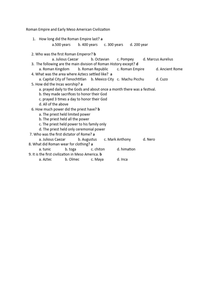 Roman Empire and Early Meso American Civilization | PDF
