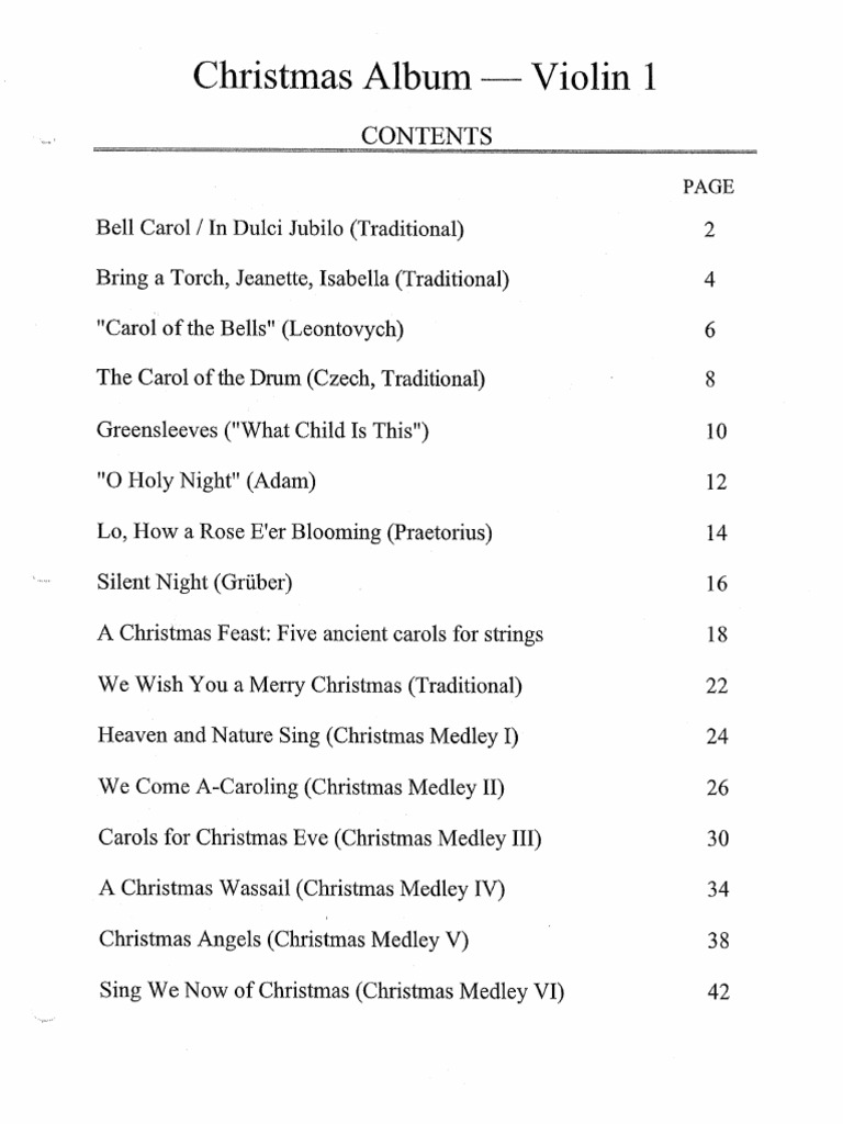 Christmas Music - Violin 1 | PDF