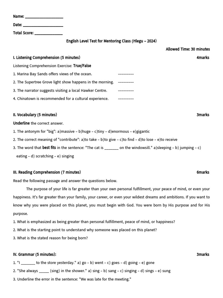 MC Level Test | PDF | Cognitive Science | Cognition