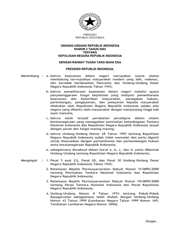UU Nomor 2 Tahun 2002-1-17 | PDF