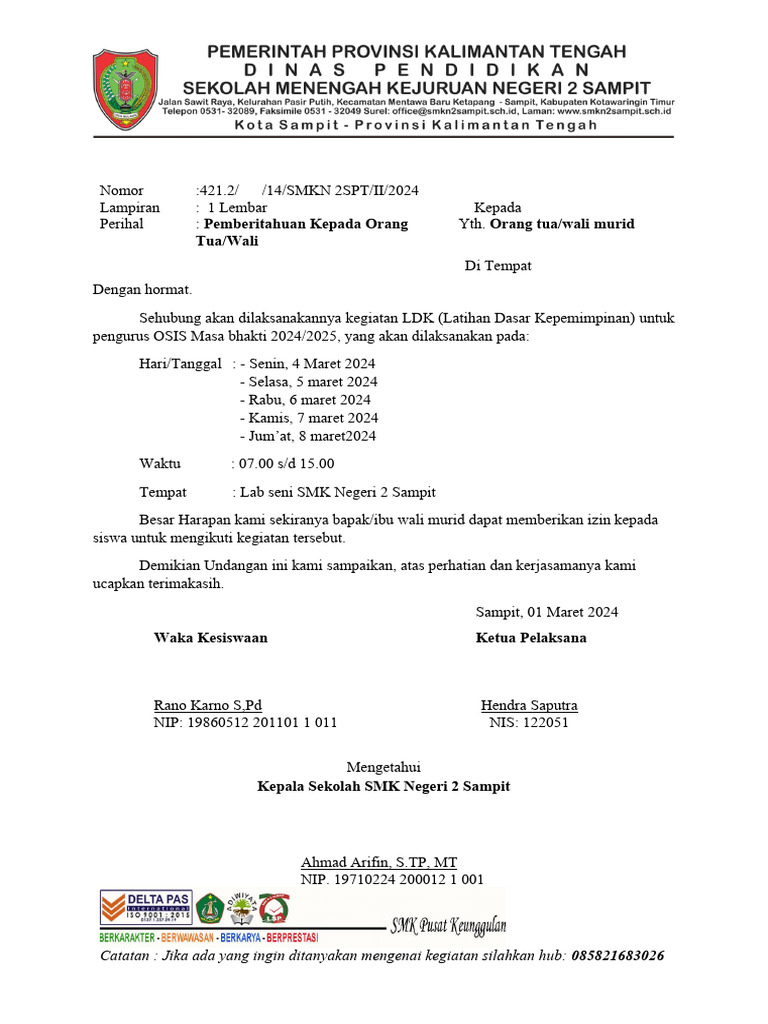 SURAT - ORANG - TUA - Copy (1) LDK | PDF