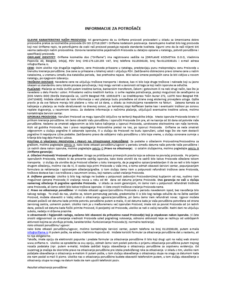 Informacije Za Klijente | PDF