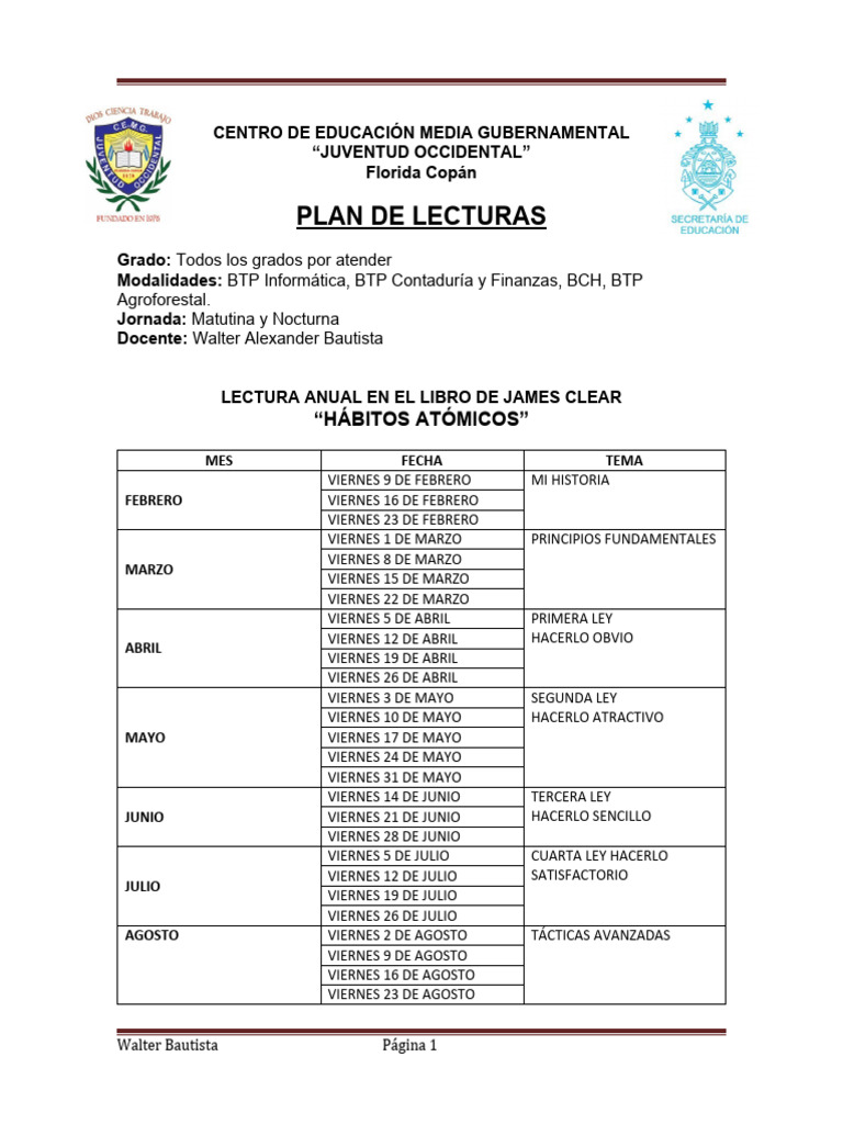Plan de Lecturas | PDF