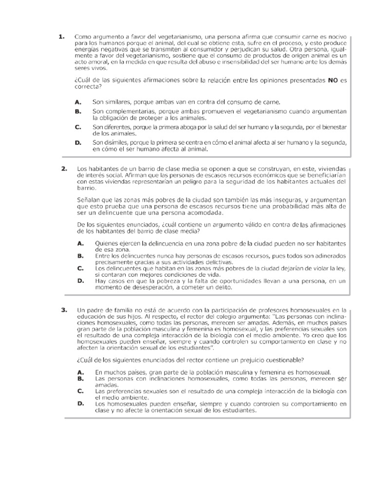 Preguntas Tipo Icfes - Grado 11° | PDF