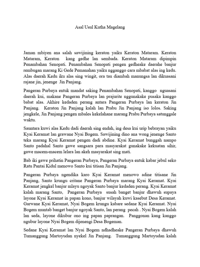 Asal Usul Kutha Magelang | PDF