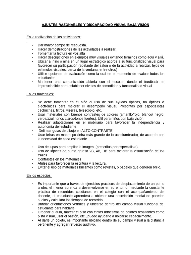 Ajustes Razonables y Discapacidad Visual Baja Vision | PDF | Color ...