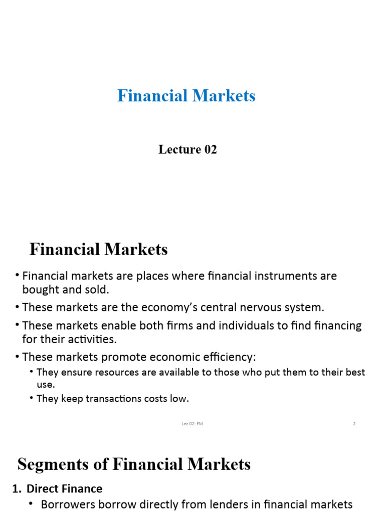 Lec 2 FM Numl | Download Free PDF | Financial Markets | Capital Market
