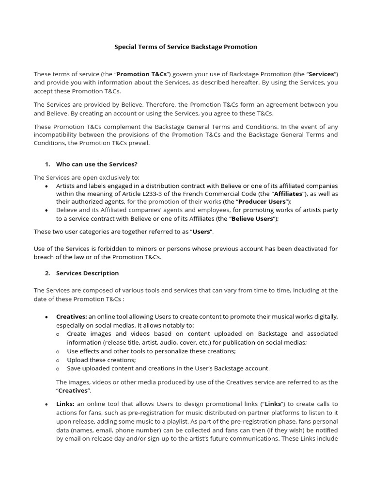 BackstageLinks Terms ENG | PDF | Computer Security | Security