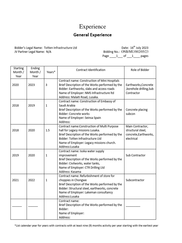 General Experience | PDF