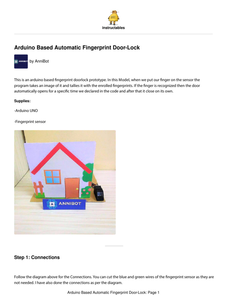 Arduino Fingerprint Door Lock Guide | PDF