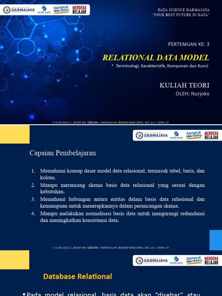MATERI PERTEMUAN 3. Database Relational Model (Autosaved) | PDF
