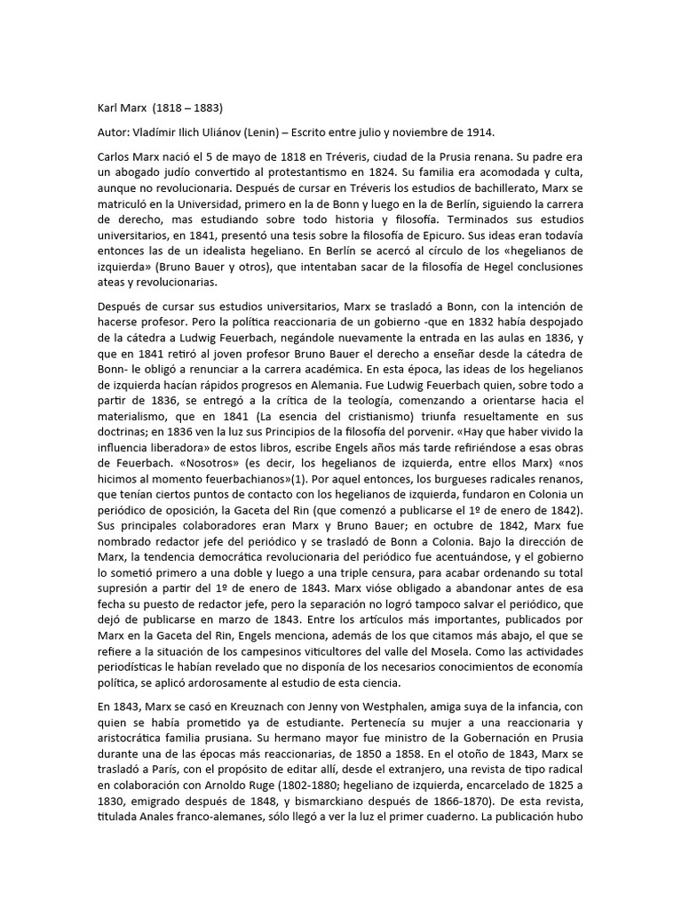 Biografía de Karl Marx: Vida y Obra | PDF | Karl Marx | Friedrich Engels