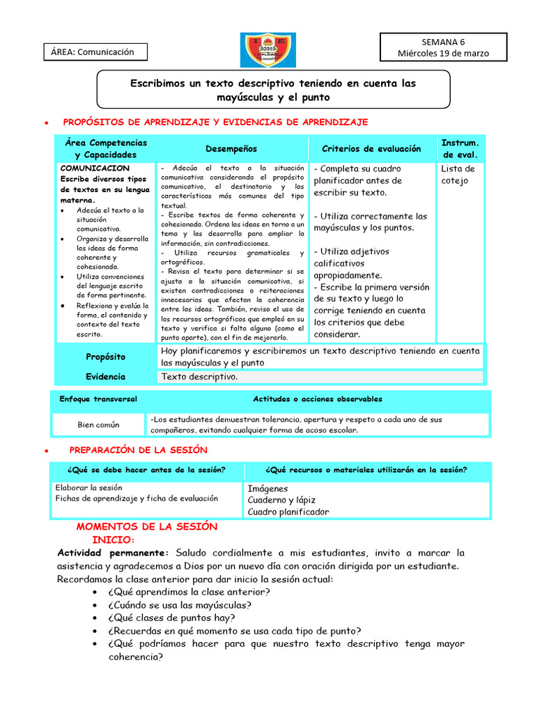 4° Ses Comu. - Sem. 6 | PDF | Evaluación | Caso de carta