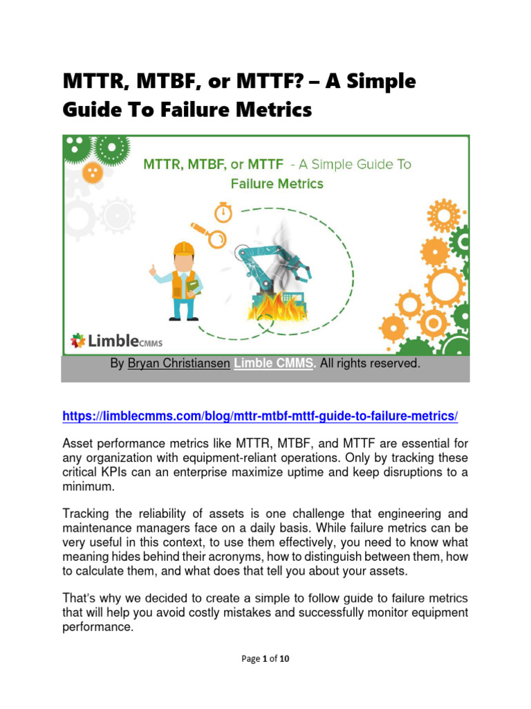 MTTR MTBF - Simple Guide | PDF | Reliability Engineering | Systems Engineering