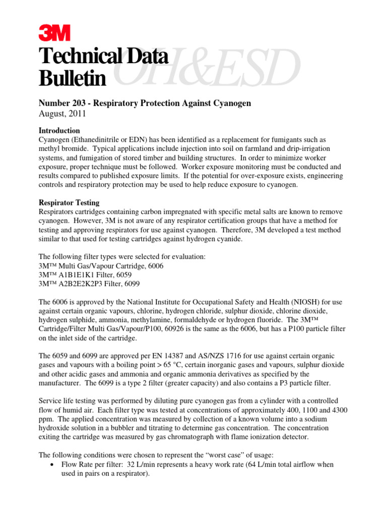RESPIRATOR MASK 3M ORGANC VAPOURS FOR HCN TDB 203 Cyanogen | PDF ...