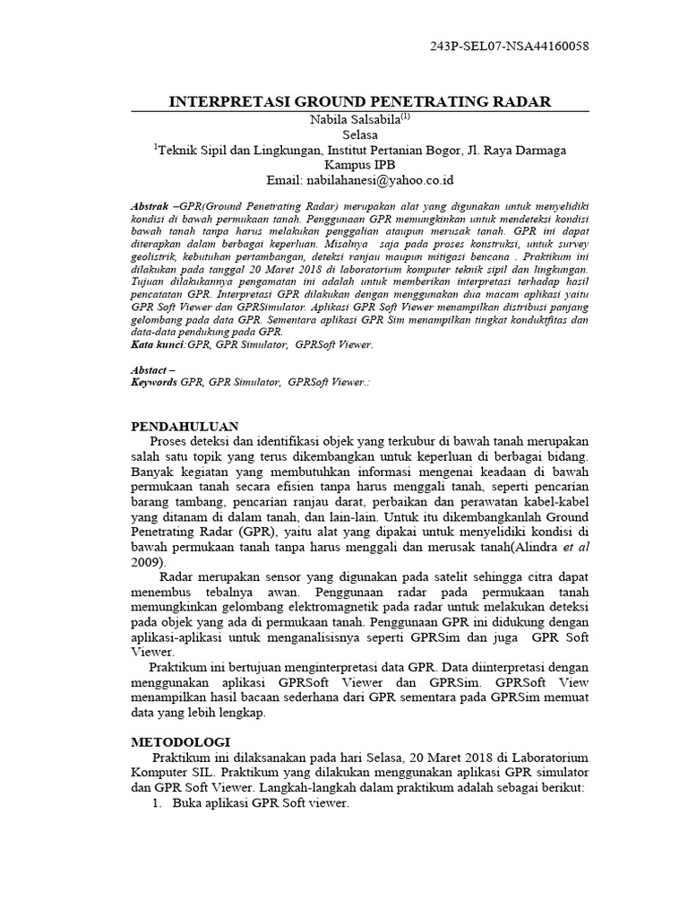 Laporan Teknik Radar Interferometri | PDF