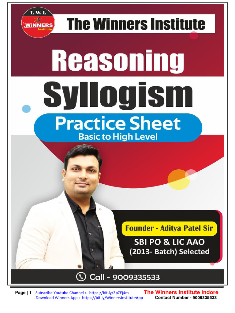 Syllogism - Practice Sheet: The Winners Institute Indore | PDF