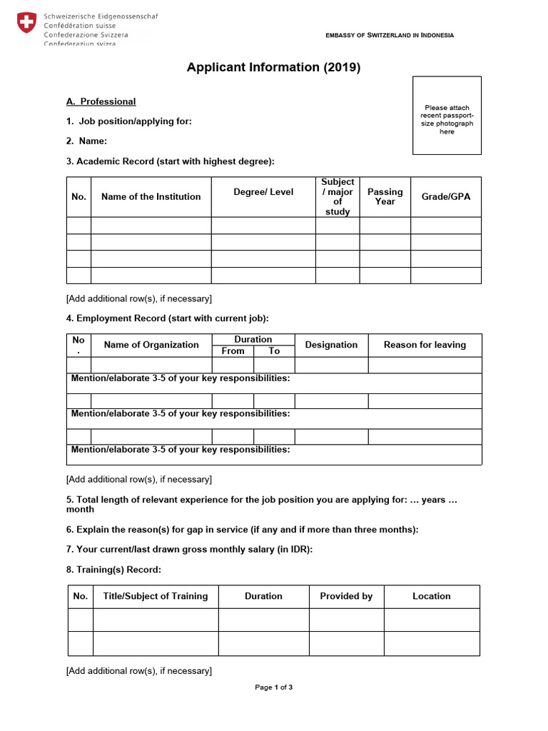 Application Form FDFA | PDF