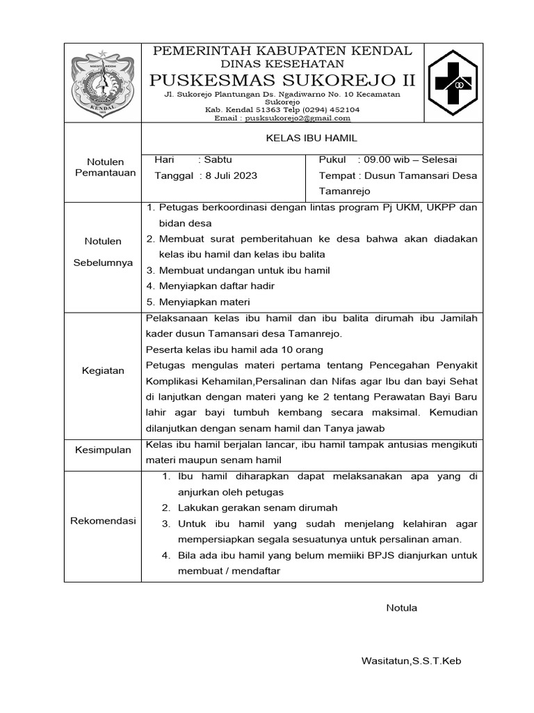 Notulen Kelas Ibu | PDF | Kesehatan Holistik